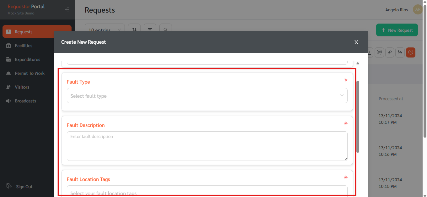 Creating a New Request in the Requestor Web Portal - FacilityBot ...