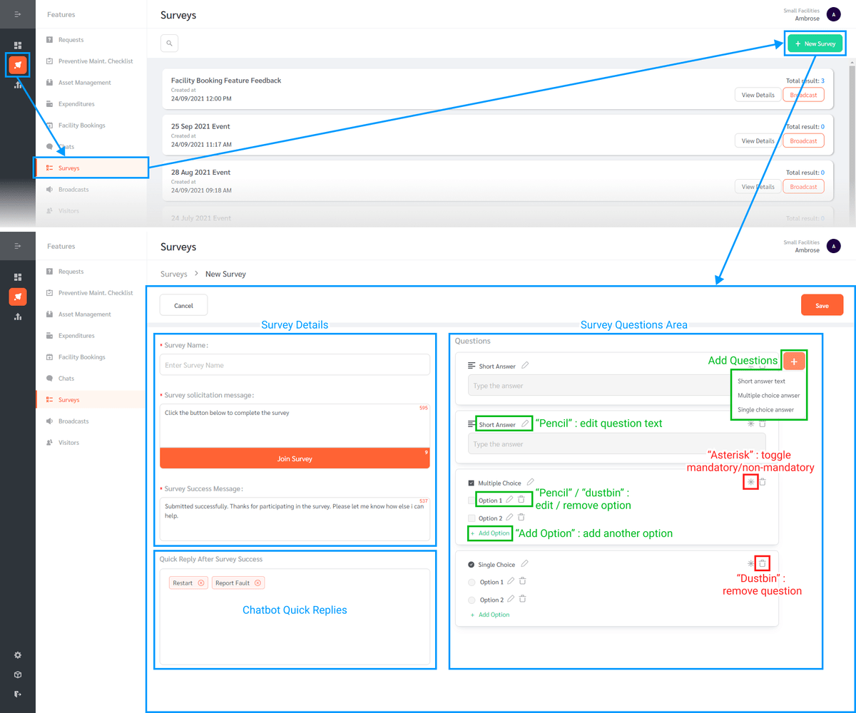 Surveys - FacilityBot - Facilities Management Software