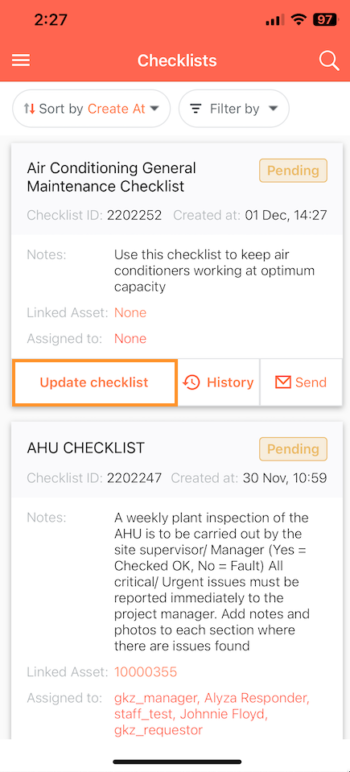 Updating Meter Readings Whilst Completing a Checklist - FacilityBot - Facilities Management Software