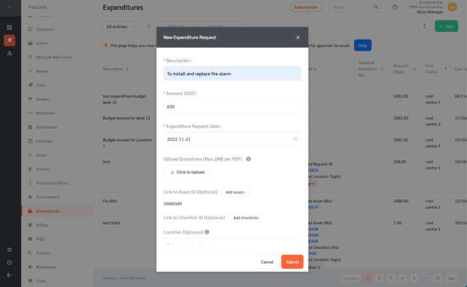 Automatically Send Emails when an Expenditure Budget is Exceeded - FacilityBot - Facilities ...