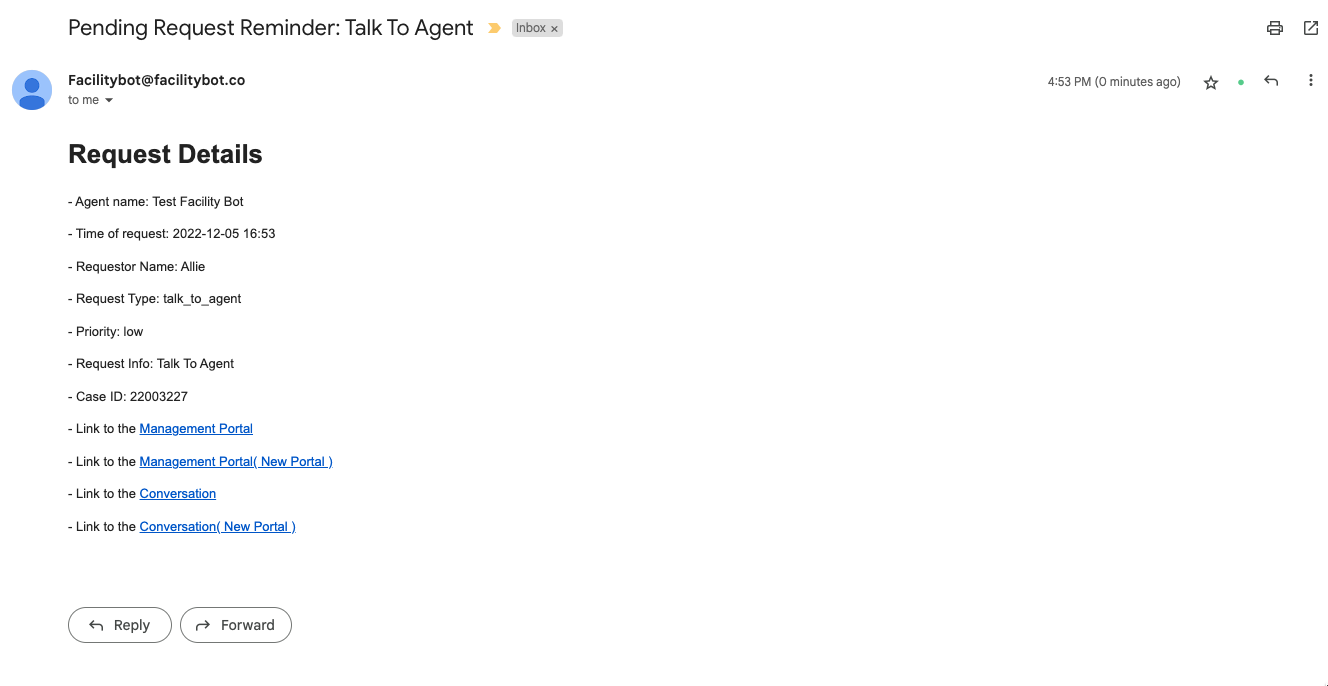 Automatically Send an Email when Requestors ask to “Chat with Staff ...