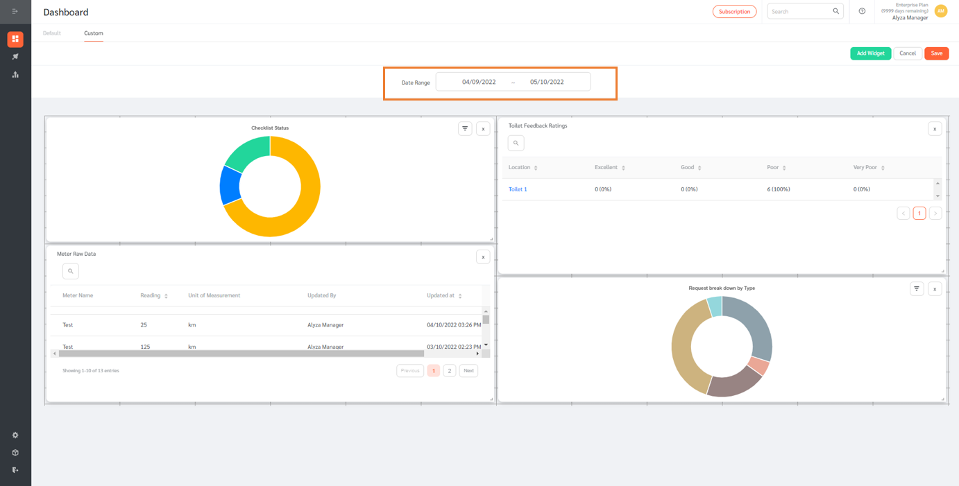 Custom Dashboard - FacilityBot - Facilities Management Software