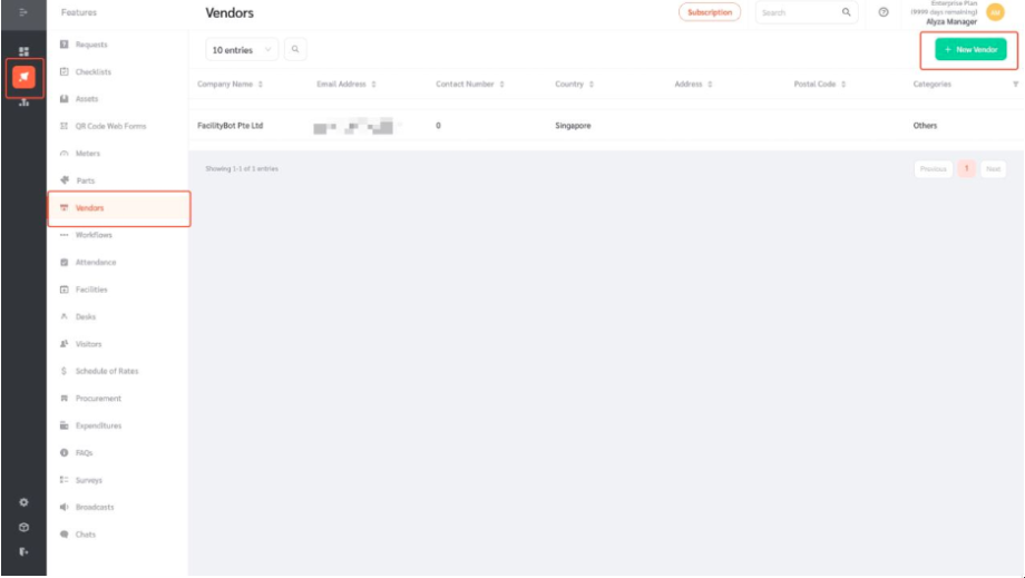 Vendor Management - FacilityBot - Facilities Management Software