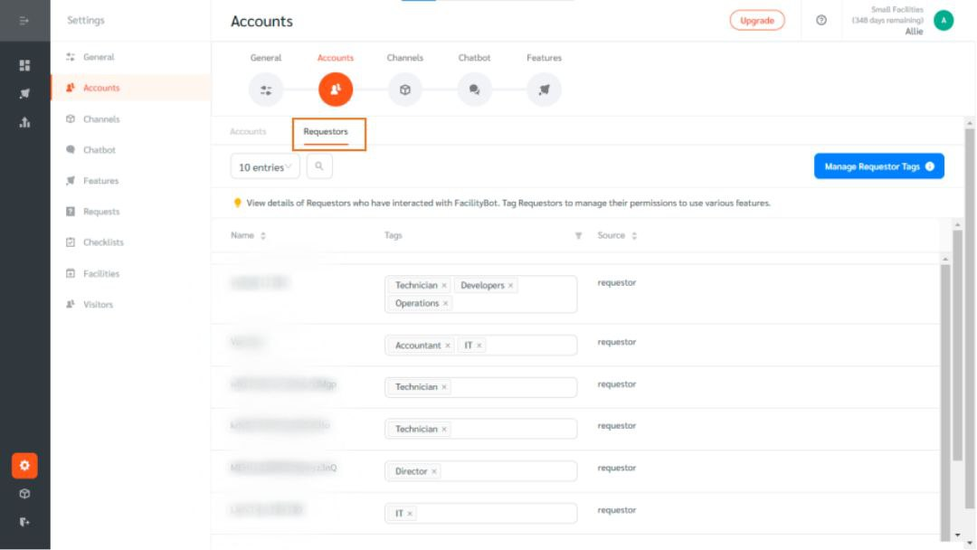 Managing Requestors - FacilityBot - Facilities Management Software