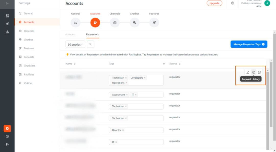 Managing Requestors - FacilityBot - Facilities Management Software