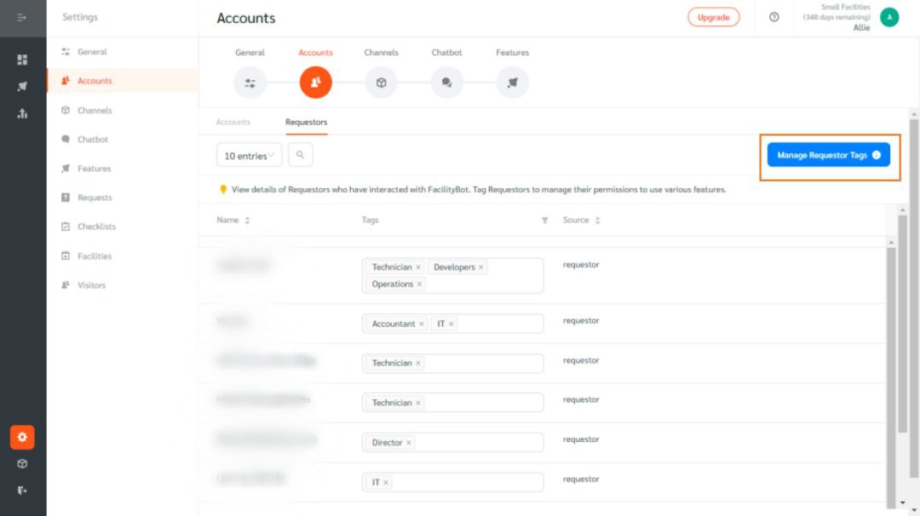 Managing Requestors - FacilityBot - Facilities Management Software