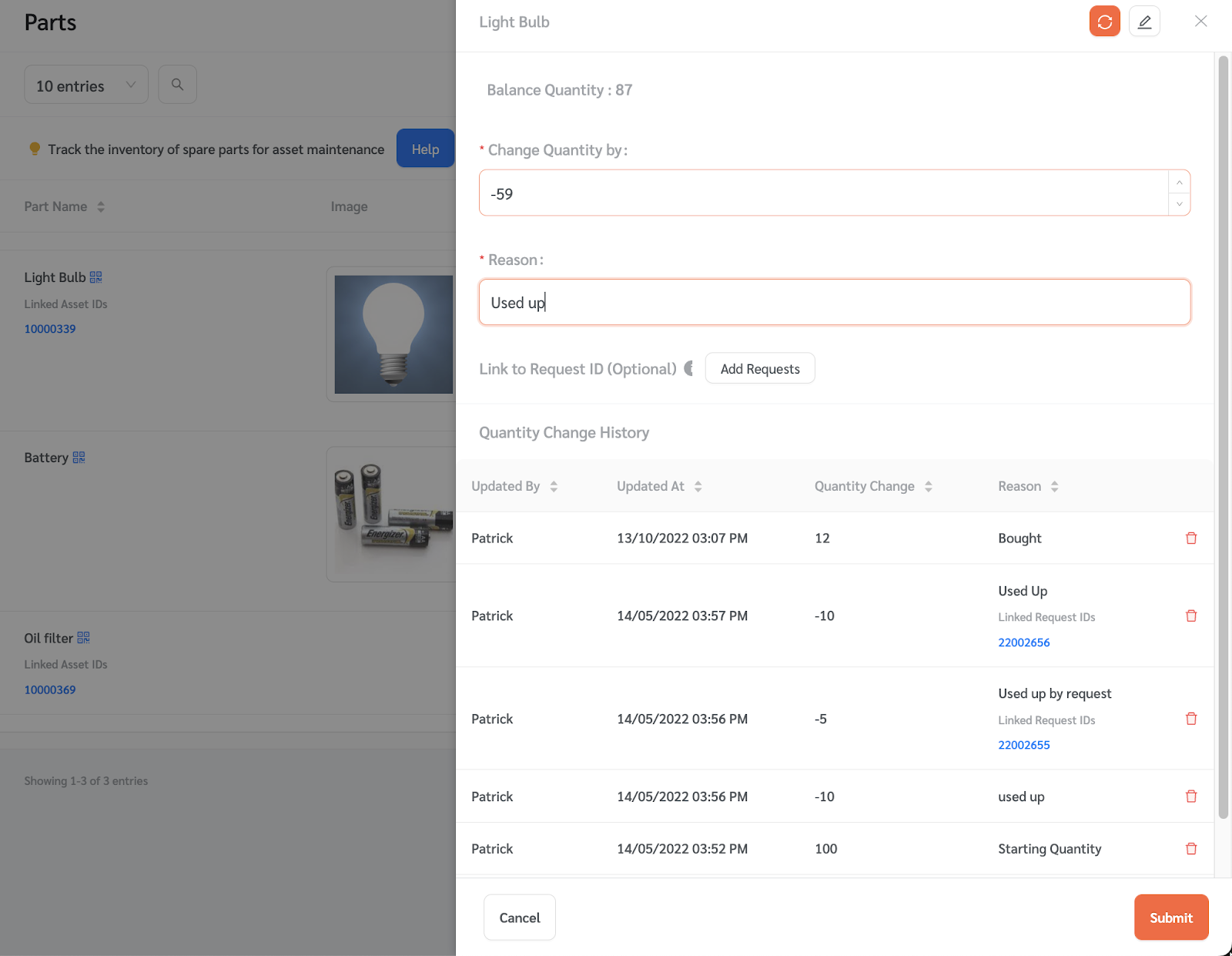 Automate Sending of Email When Parts Quantity Falls Below Select Amount - FacilityBot ...