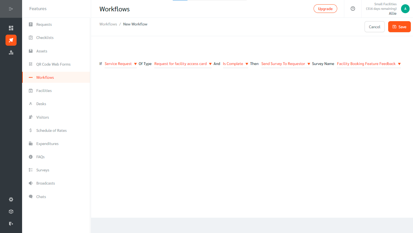Automate Sending of Survey after Request Completion - FacilityBot ...