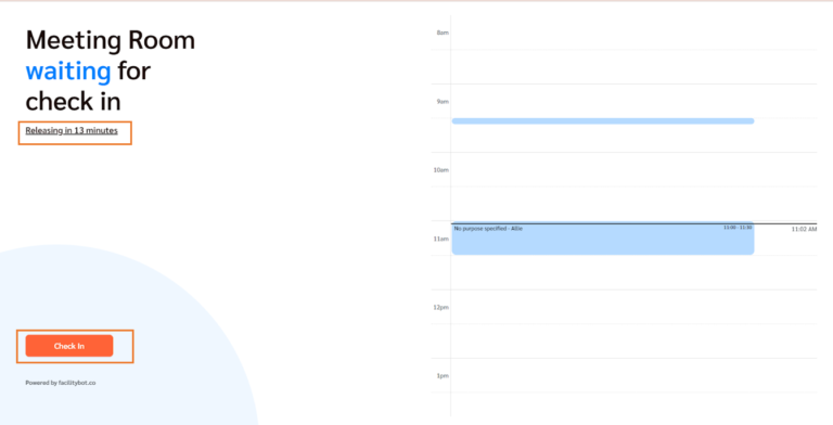 Room Booking Tablet Display - FacilityBot - Facilities Management Software