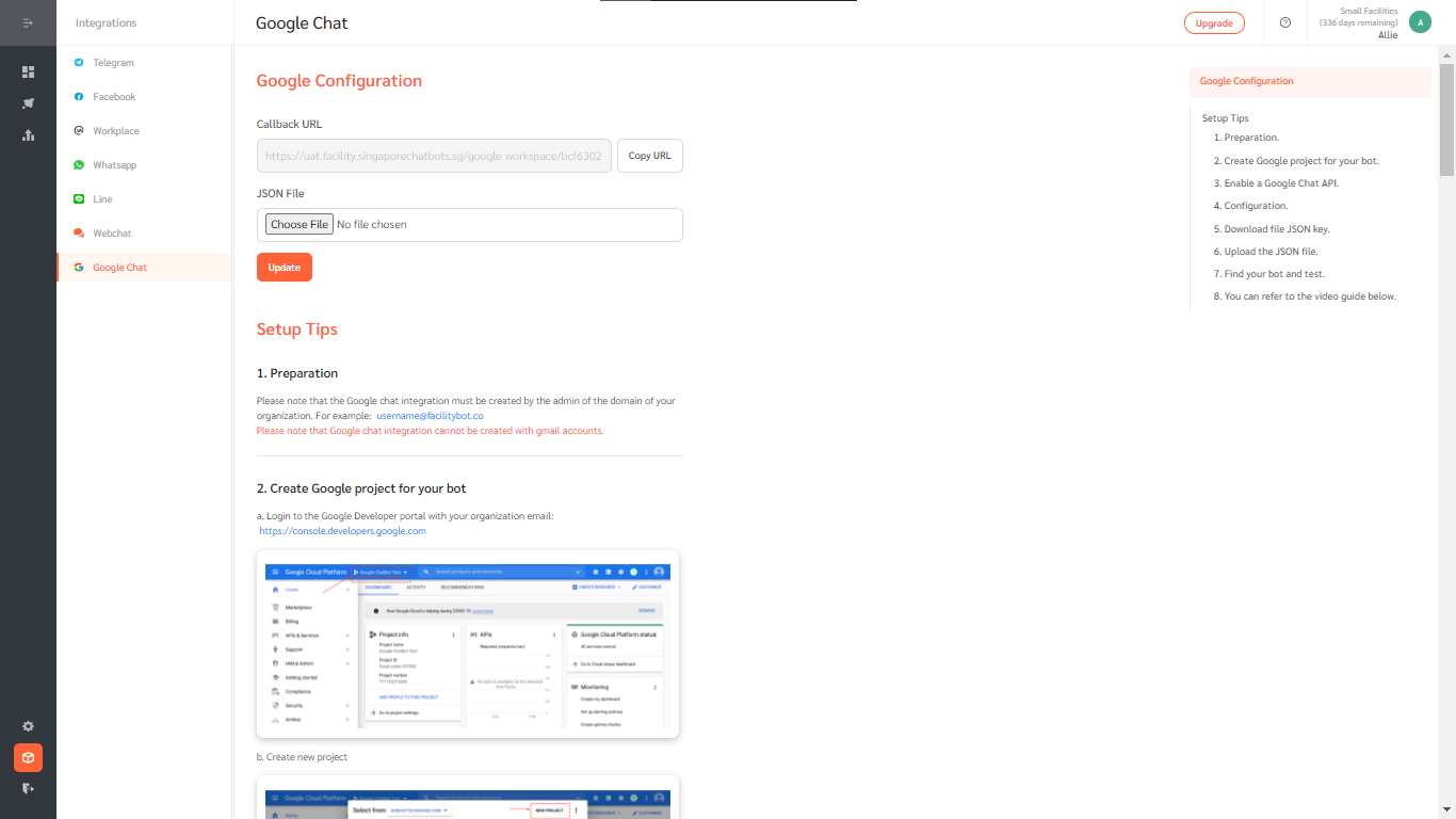 Setting Up Messaging Channels - FacilityBot - Facilities Management ...