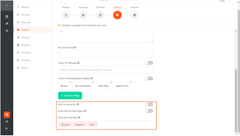Chatbot Settings - FacilityBot - Facilities Management Software