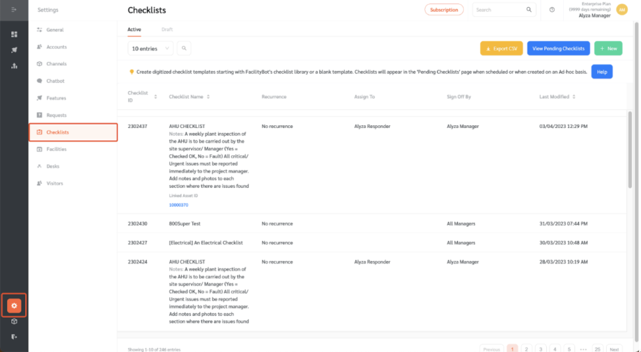 Checklist PDF Layout Editor - FacilityBot - Facilities Management Software