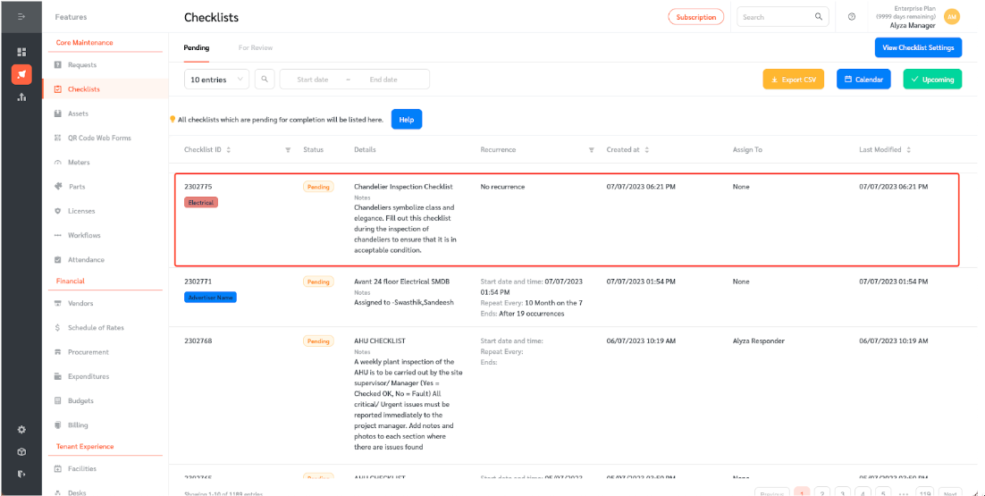 Checklist Labels - FacilityBot - Facilities Management Software