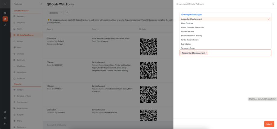 QR Code Web Forms - FacilityBot - Facilities Management Software
