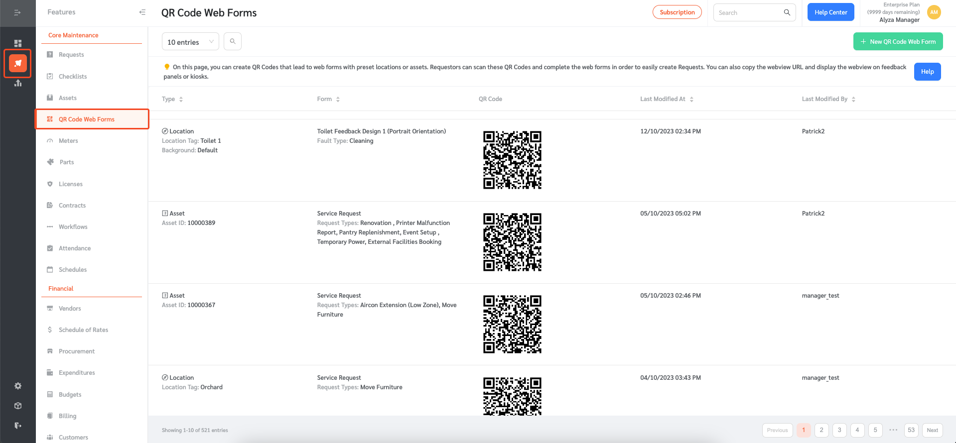 QR Code Web Forms - FacilityBot - Facilities Management Software