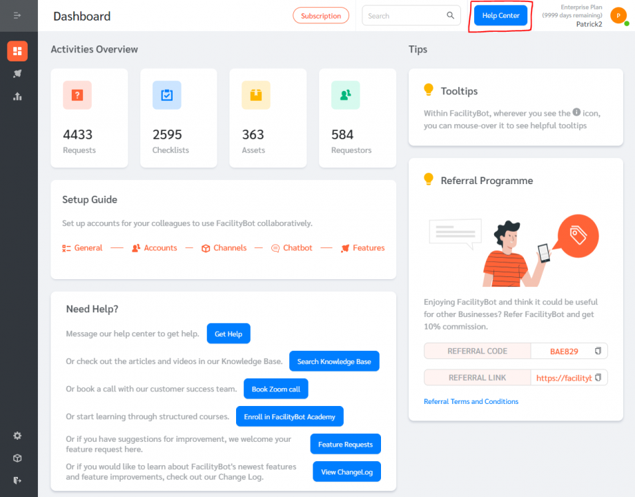 Quick Start Guide - FacilityBot - Facilities Management Software