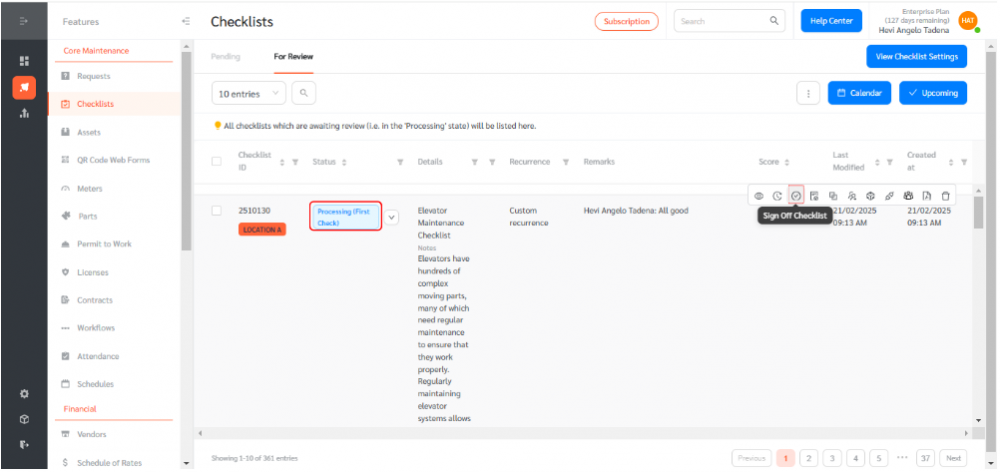 Multiple Sign Off for Checklists - FacilityBot - Facilities Management ...